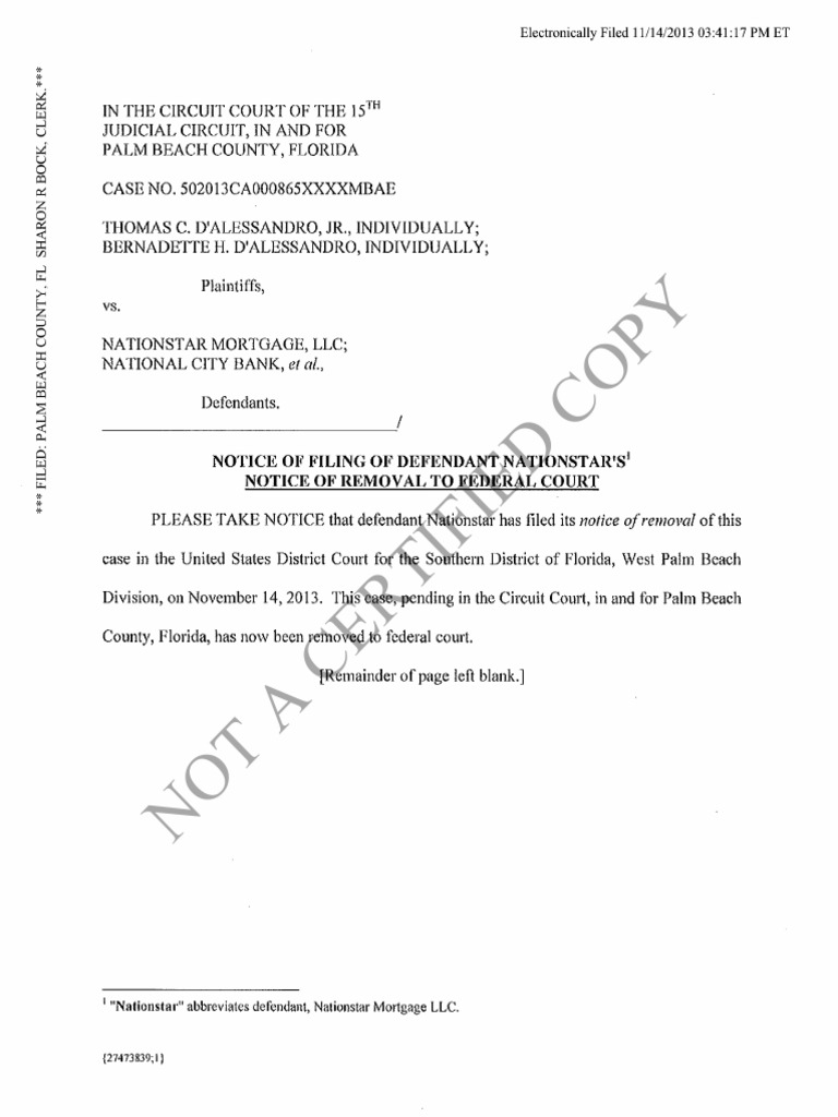 Notice of Removal To Federal | PDF | Diversity Jurisdiction | Amount In ...