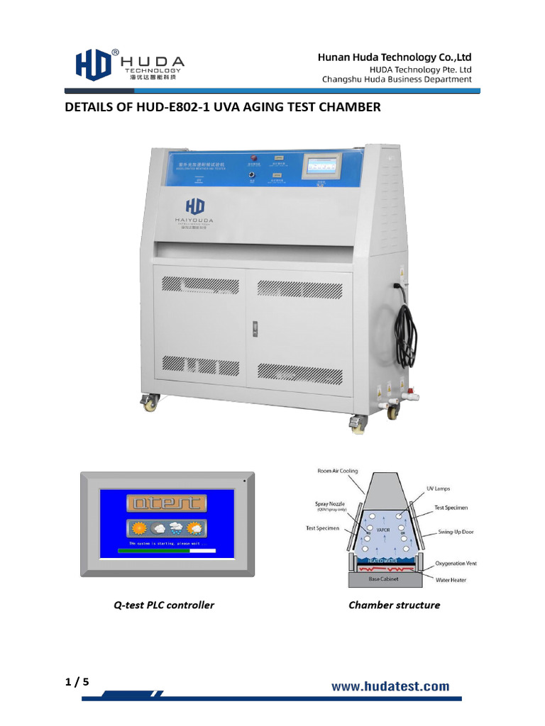 HUDA Spec of HUD-E802-1 UVA Aging Test Chamber Tower Type For Joel ...