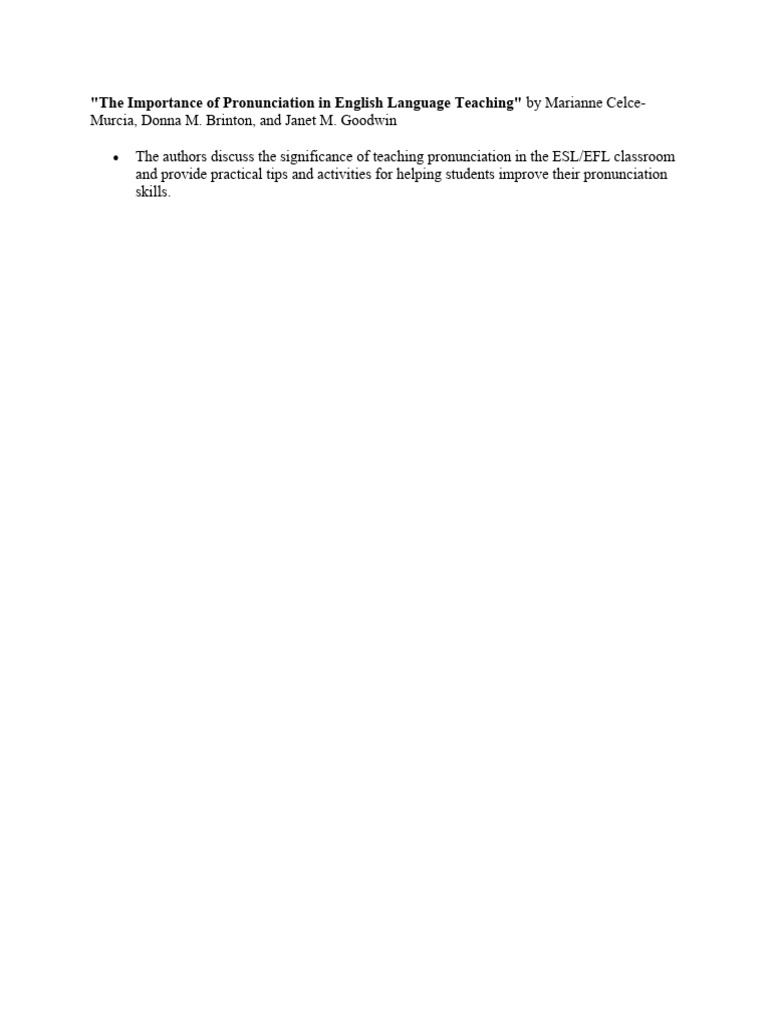 ESL/EFL Pronunciation Techniques | PDF | Language Arts & Discipline ...
