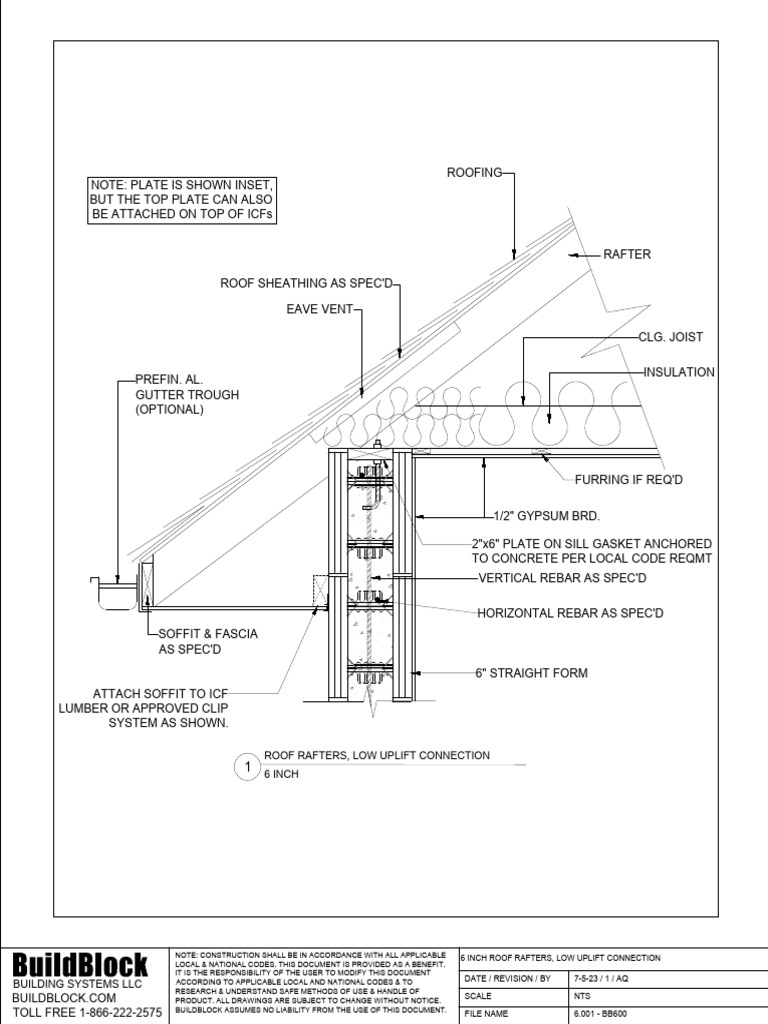 6.001 BB600 6 Inch Eave Roof Rafters Low Uplift Connection | PDF ...
