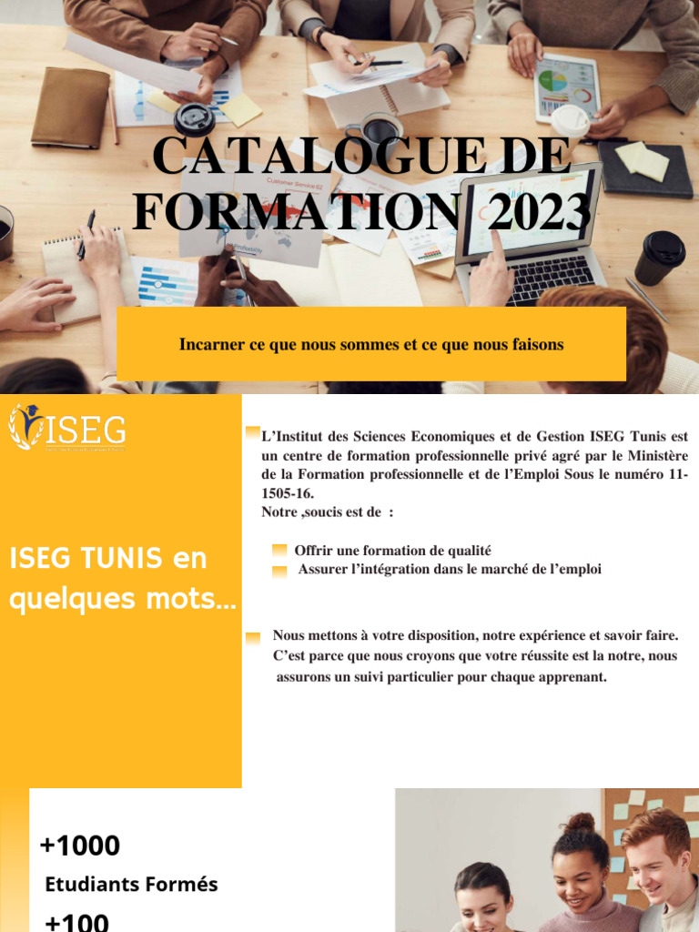 Catalogue de Formations ISEG Tunis 2023 | PDF | Comptabilité | Gestion ...