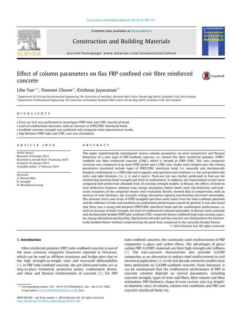 Effect of Column Parameters On Flax FRP Confined Coir Fibre Reinforced ...