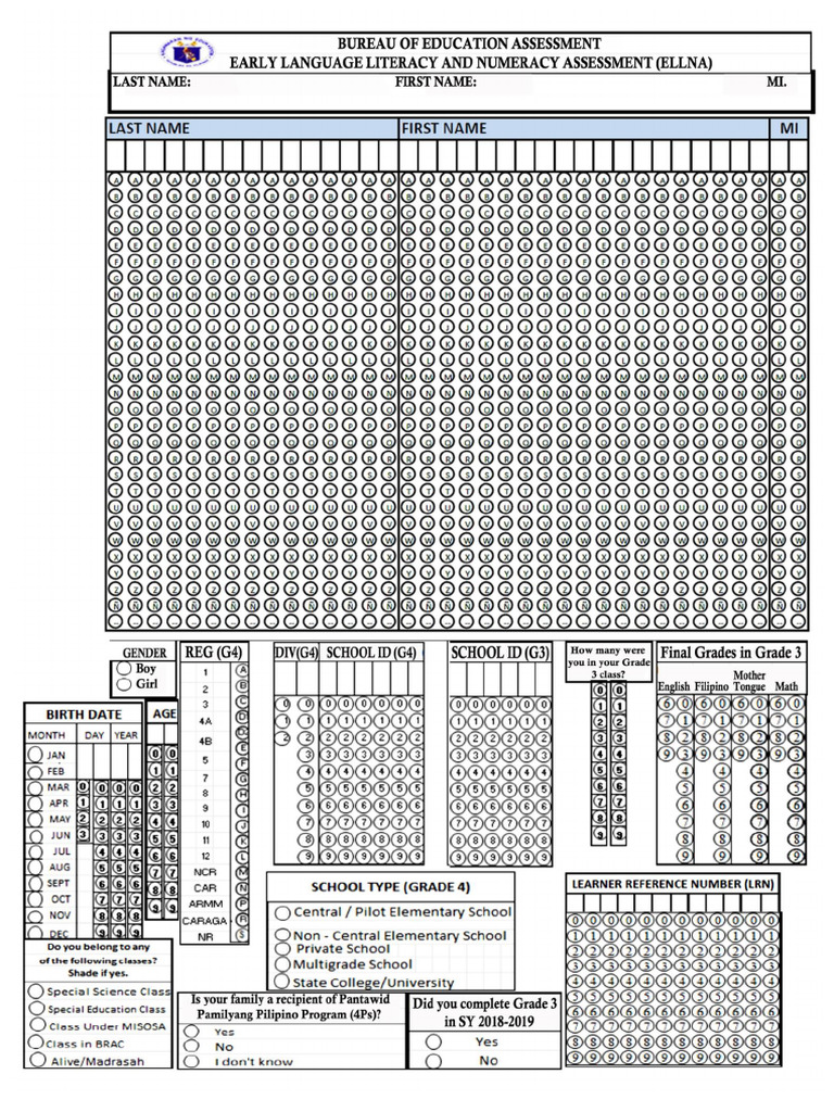 Ellna Answer Sheet Final | PDF