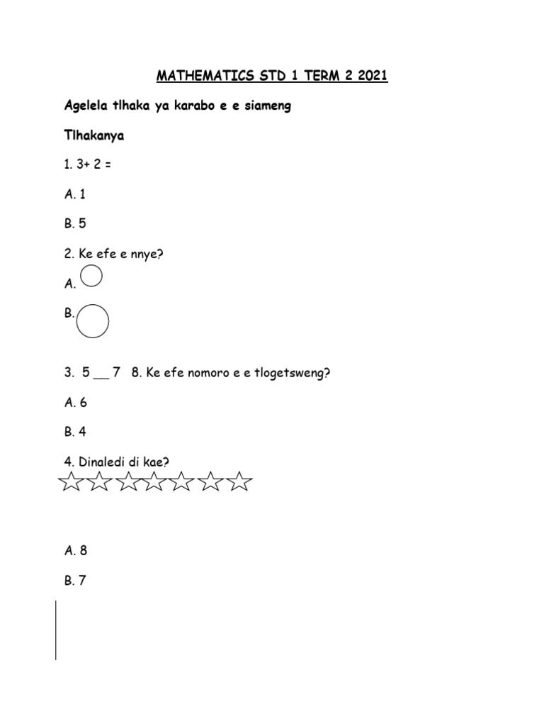 Std 1 Mathematics Term 2 2021 Guide | PDF