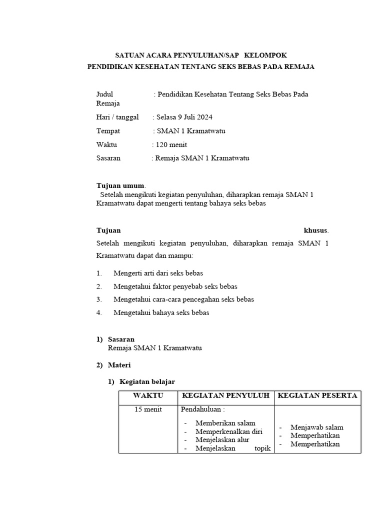 Contoh SAP Promkes Kelompok | PDF