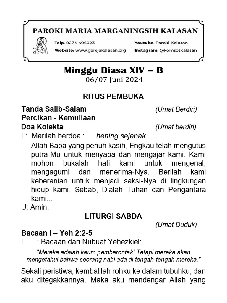 Minggu Biasa XIV | PDF