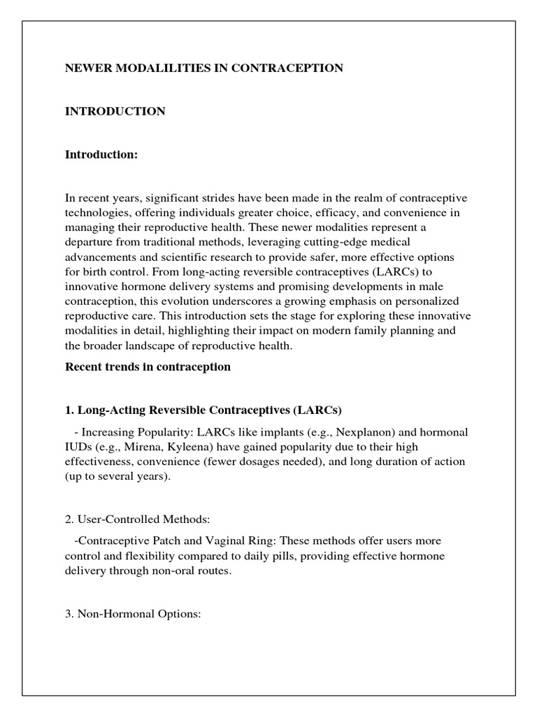 newer-modalilities-in-contraception-1-pdf-birth-control-safe-sex