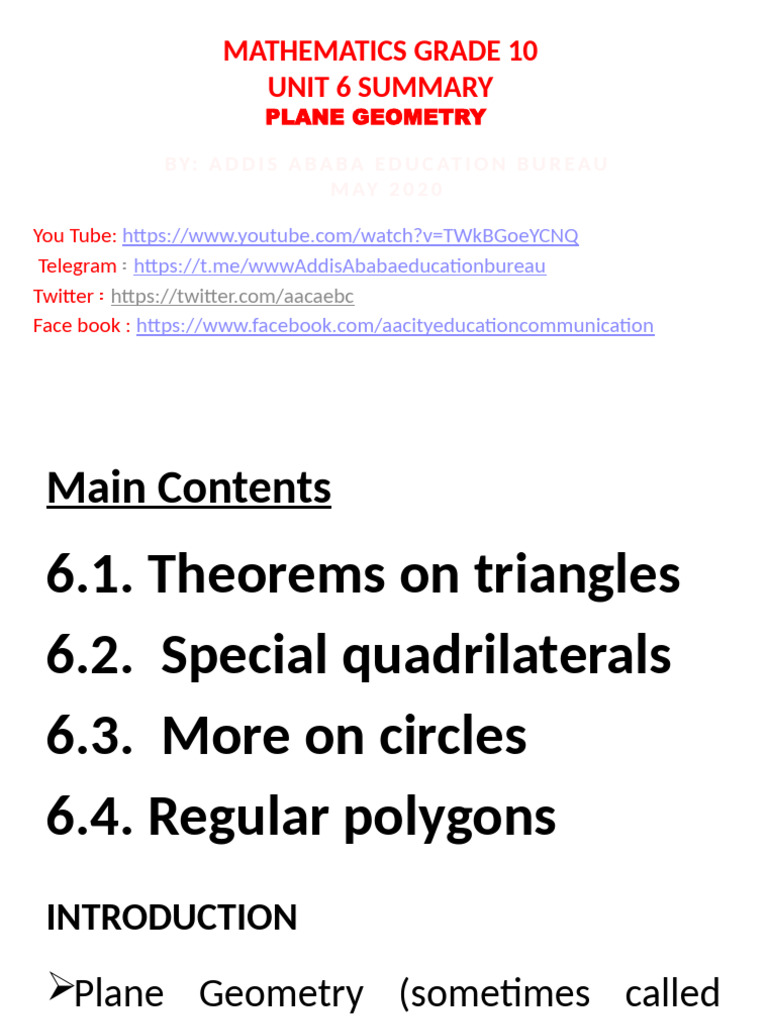 Mathematics Grade 10 Unit 6 | PDF | Rectangle | Triangle