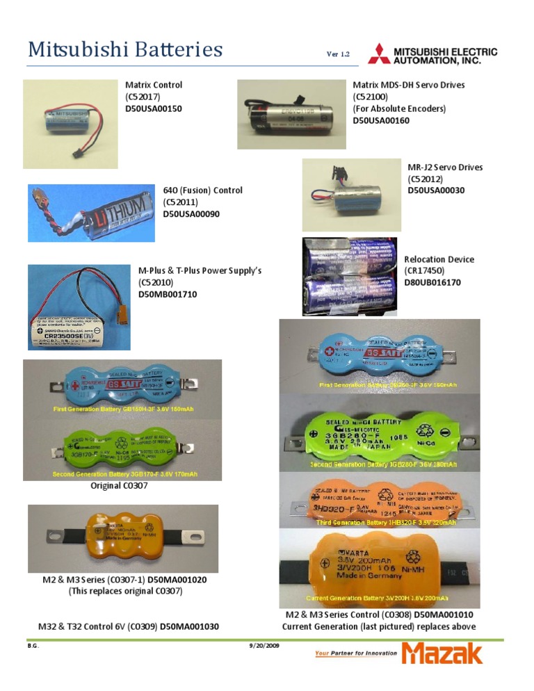 Mitsubishi Batteries and Drives Spec Sheet | PDF | Control Engineering ...