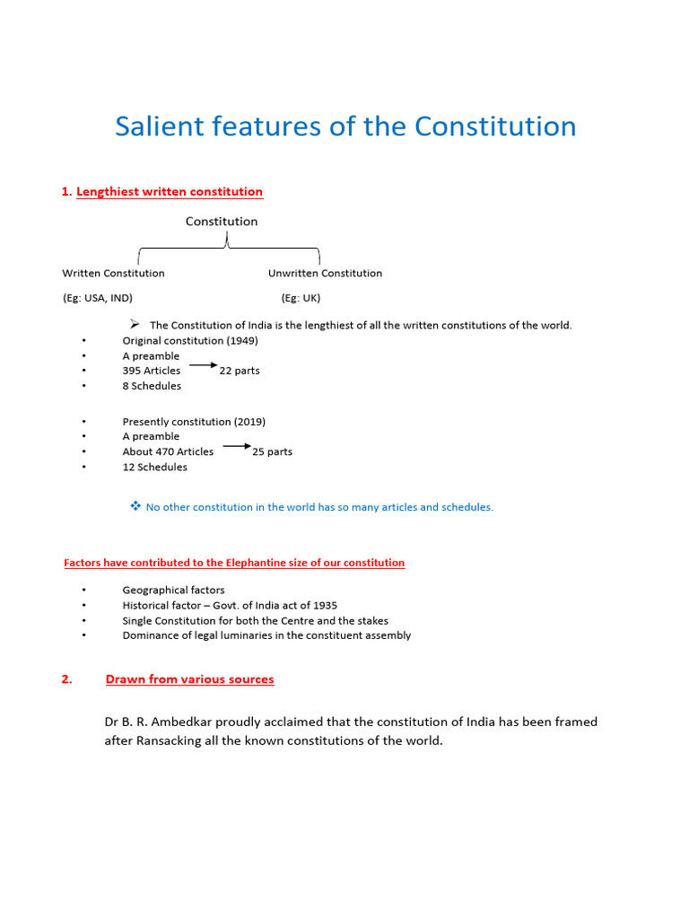 3) Salient Features of the Constitution-1 | PDF | Constitution | Justice