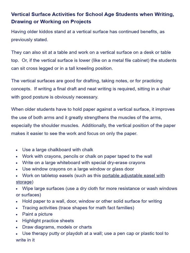 Benefits of Vertical Surface Activities for Kids (30+ Ideas) - 6 | PDF