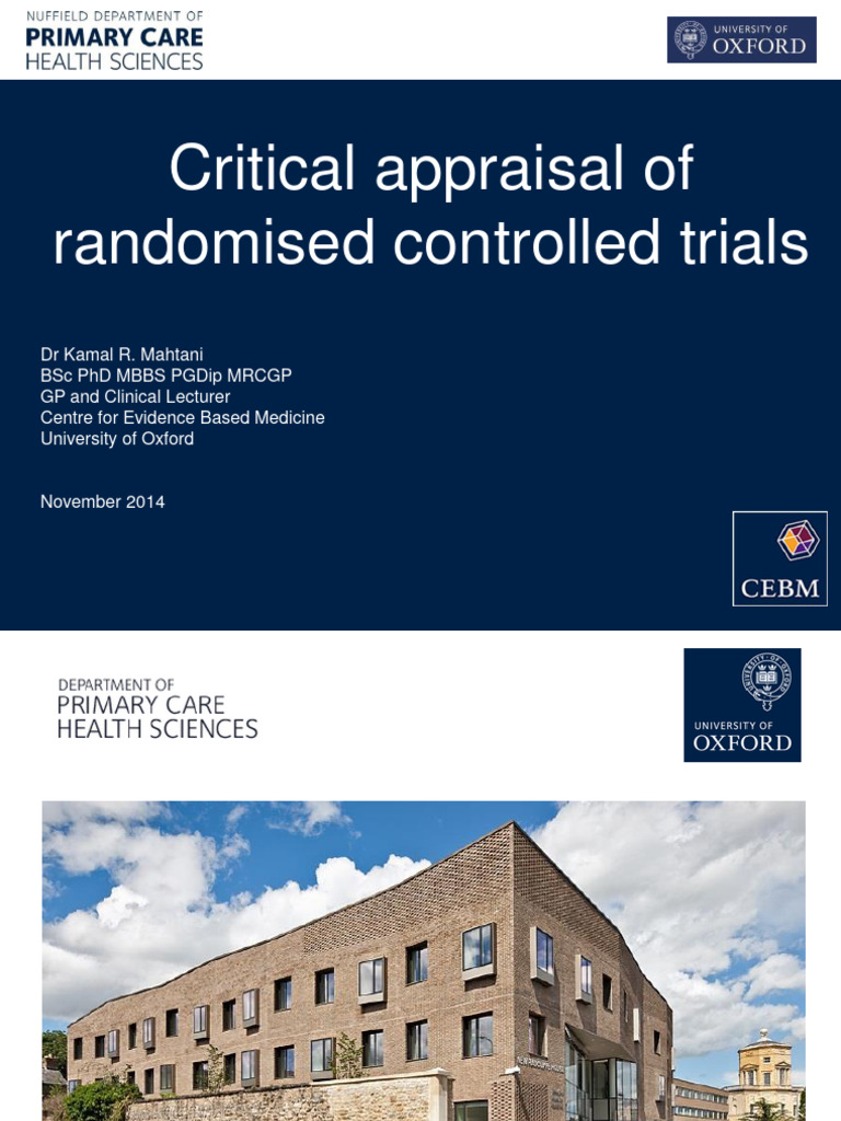 Critical Appraisal of Randomised Controlled Trials 1 Day Workshop | PDF | Randomized Controlled ...
