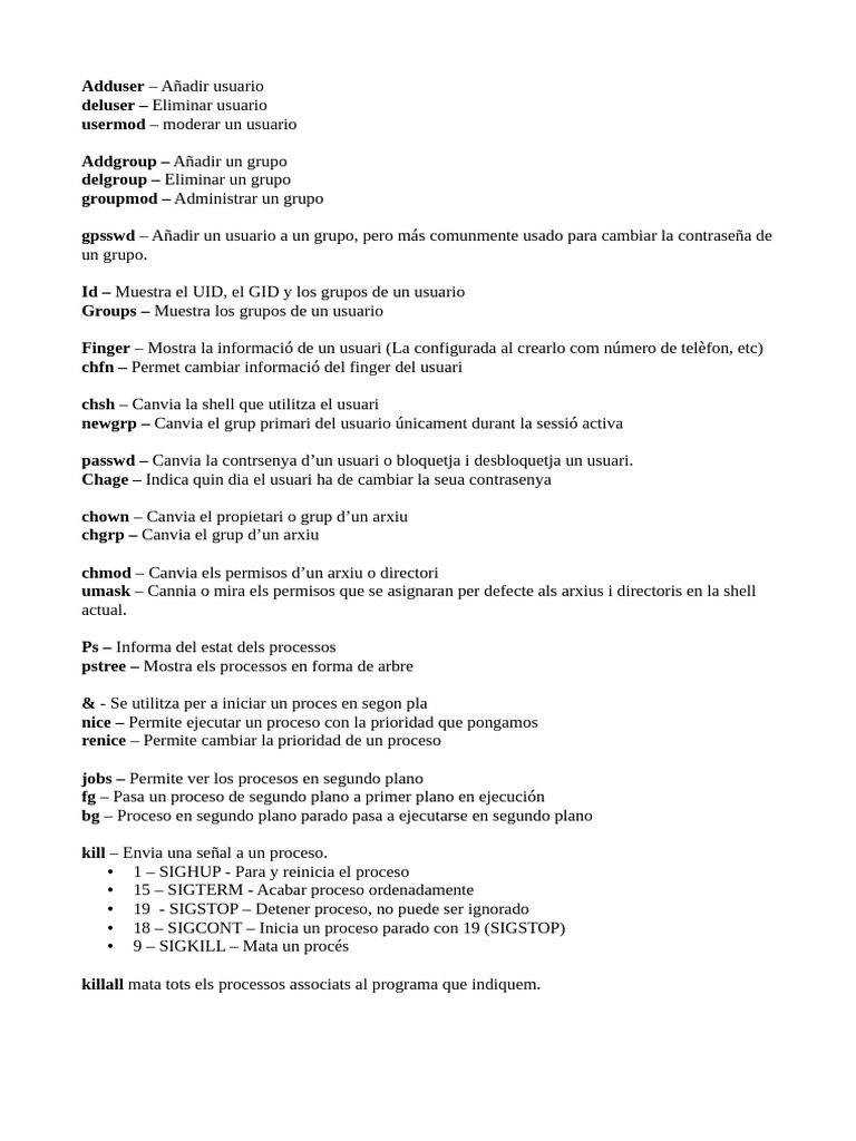 Resumen Comandos Linux | PDF
