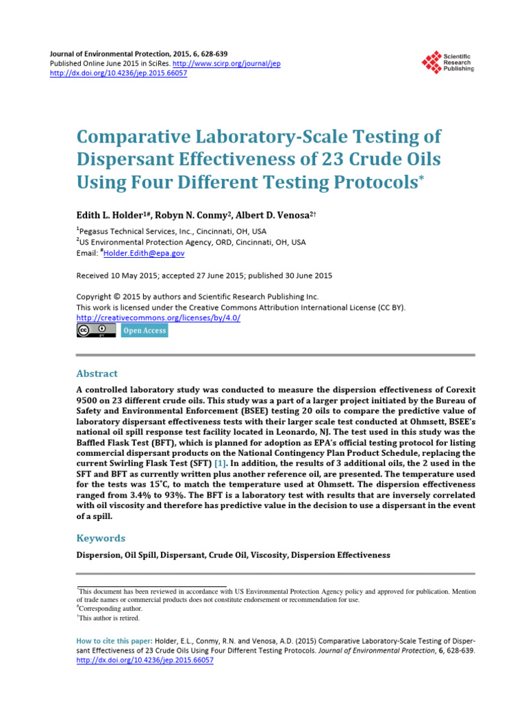 Comparative Laboratory-Scale Testing of Dispersant | PDF | Viscosity ...