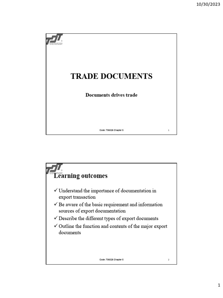 Elearning Chapter 6 | PDF | Bill Of Lading | Cargo