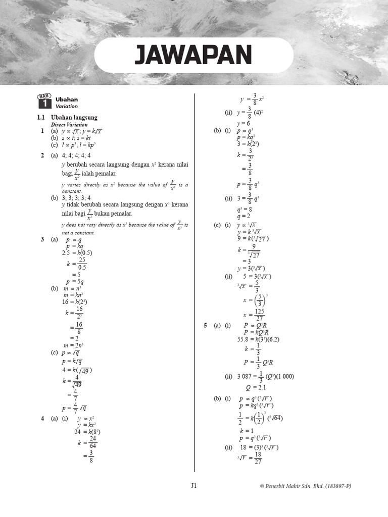 Jawapan Matematik Tingkatan 5 | PDF | Matrix (Mathematics ...