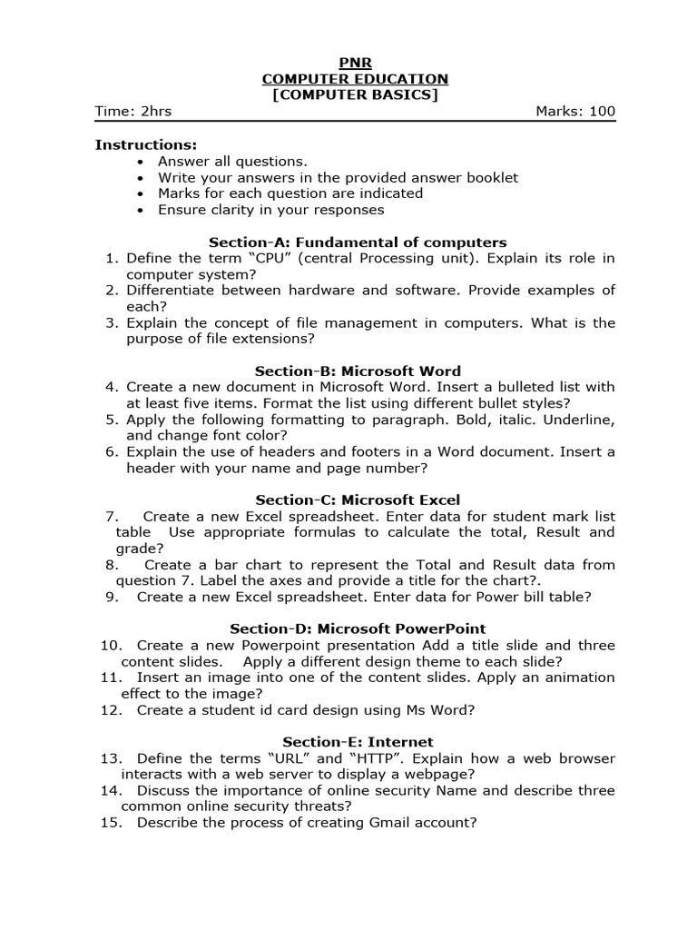 PNR CBC Final Exam Paper | PDF