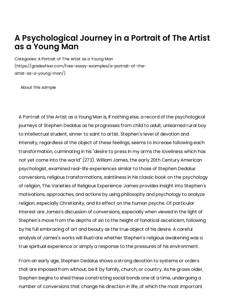 A Psychological Journey in A Portrait of The Artist As A Young Man ...