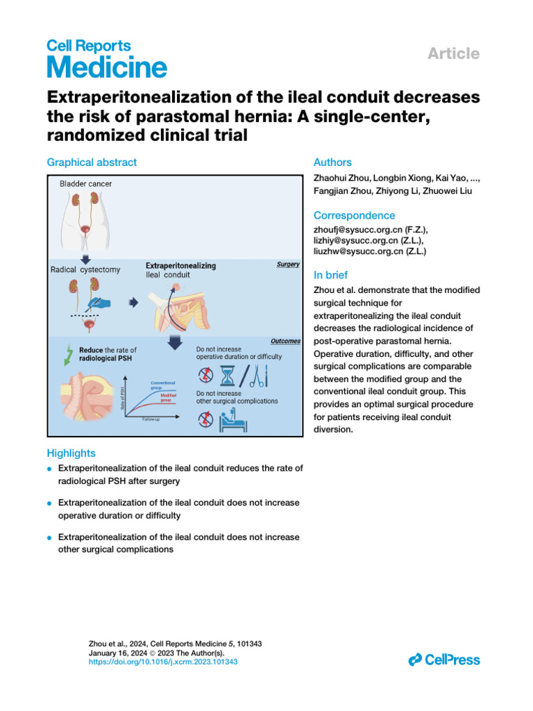 Extraperitonealization of The Ileal Conduit Decreases The Risk of ...