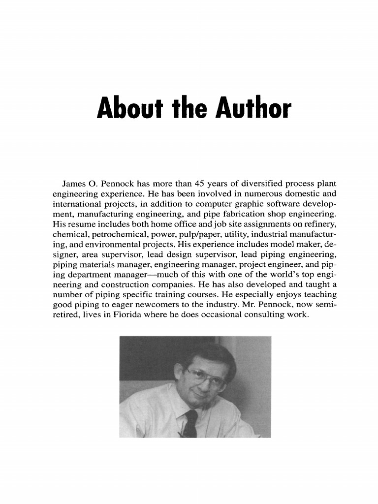 About The Author - 2001 - Piping Engineering Leadership For Process ...