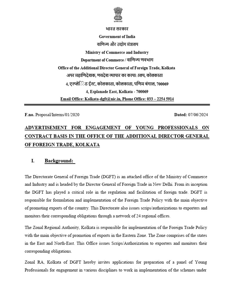 Advertisement For Engagement of YP - RA Kolkata | PDF | Breach Of ...