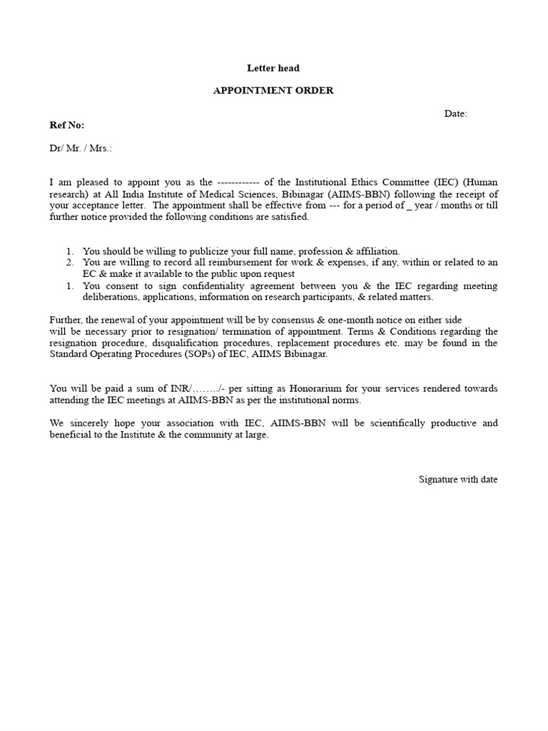 Annexure - Appointment Order | PDF | Business | Finance & Money Management