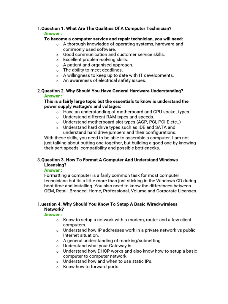 1 IT Interview Question 1 | PDF | Computer Network | Computer Science