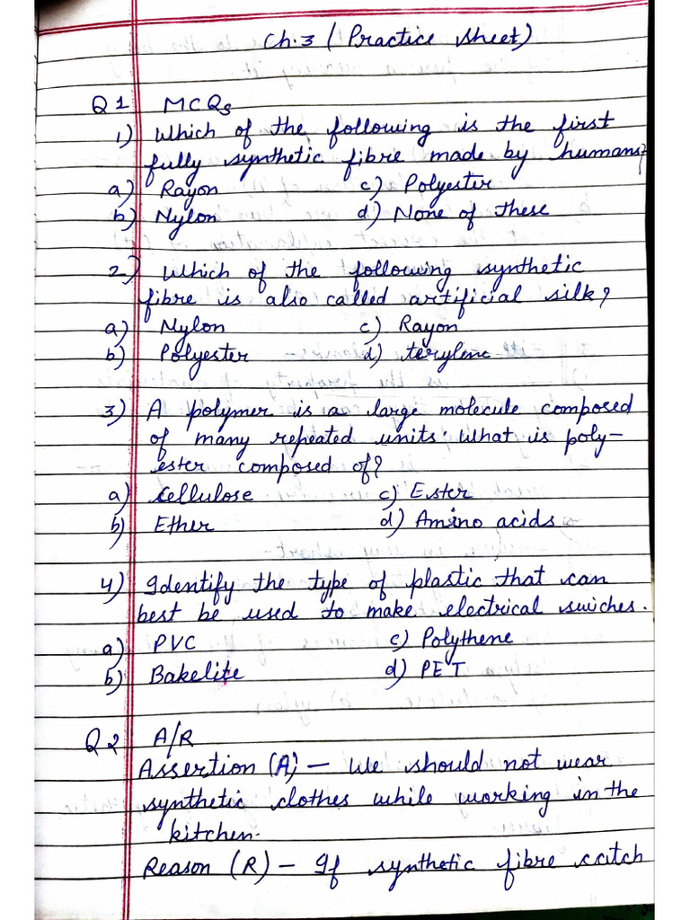 class 8 science ch. 3 practice sheet | PDF