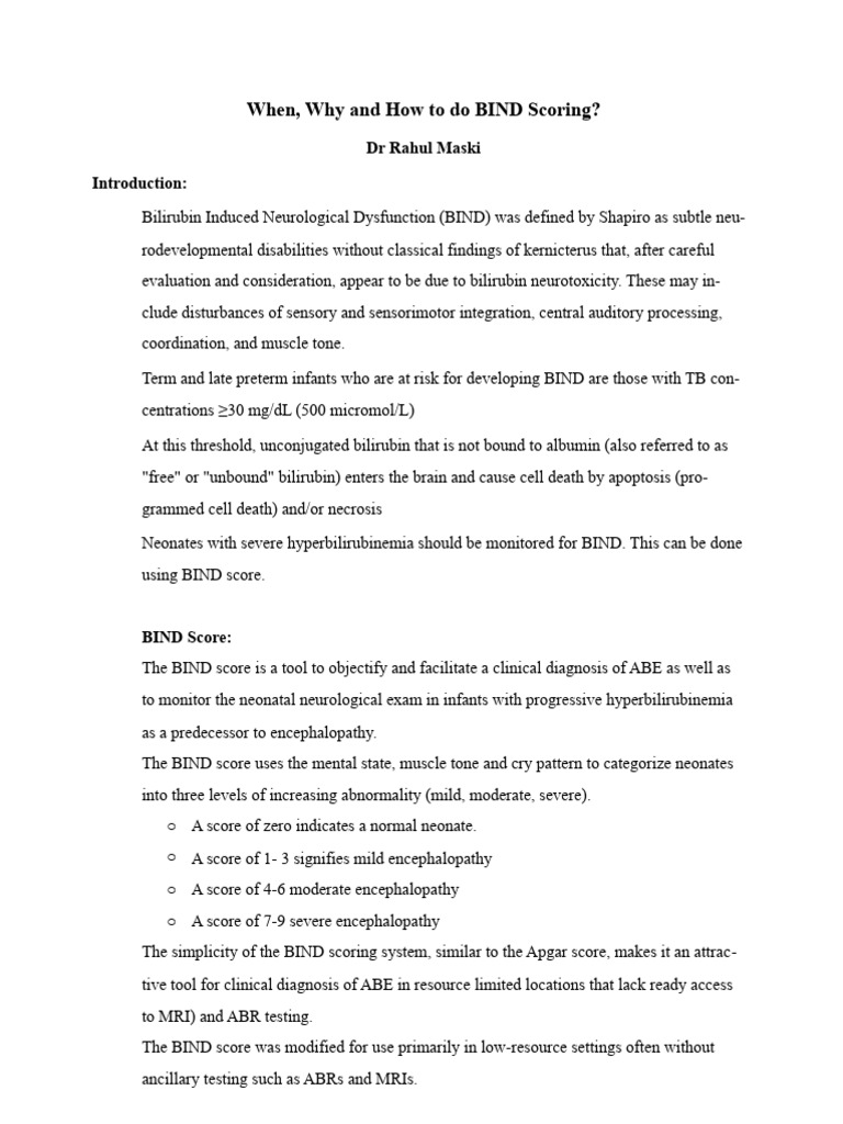 When, Why and How To Do BIND Scoring | PDF | Clinical Medicine ...