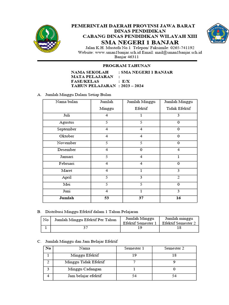 Km-Format Prota Kelas X | PDF
