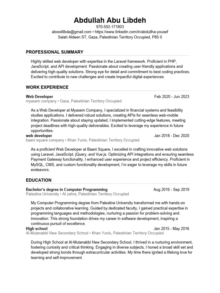 Abdullha libda resume | PDF | World Wide Web | Internet & Web