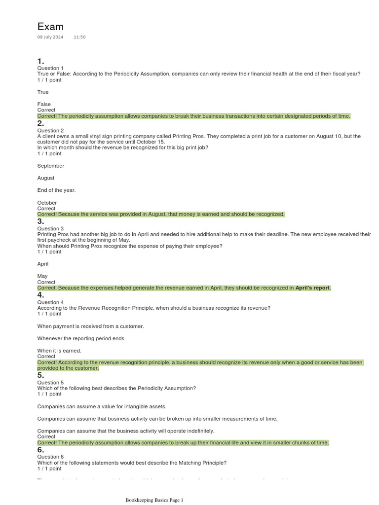 Exam Module 4 | PDF | Revenue | Expense