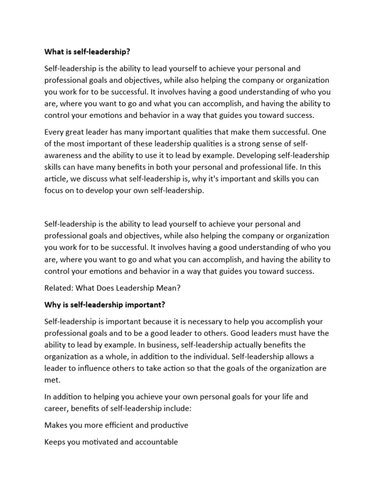 What is Self | PDF | Leadership | Goal