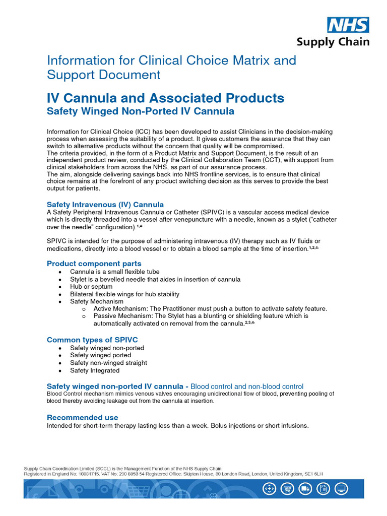 ICC NP Winged Non Ported Cannula 2 August 2021 T1 | PDF | Intravenous ...