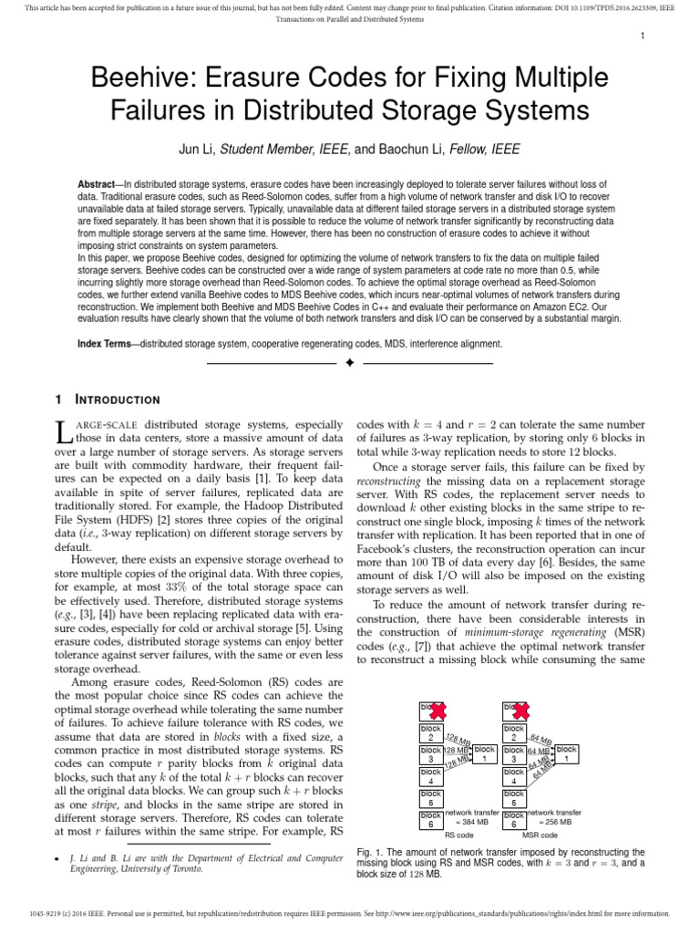 Erasure Codes | PDF | Apache Hadoop | Matrix (Mathematics)