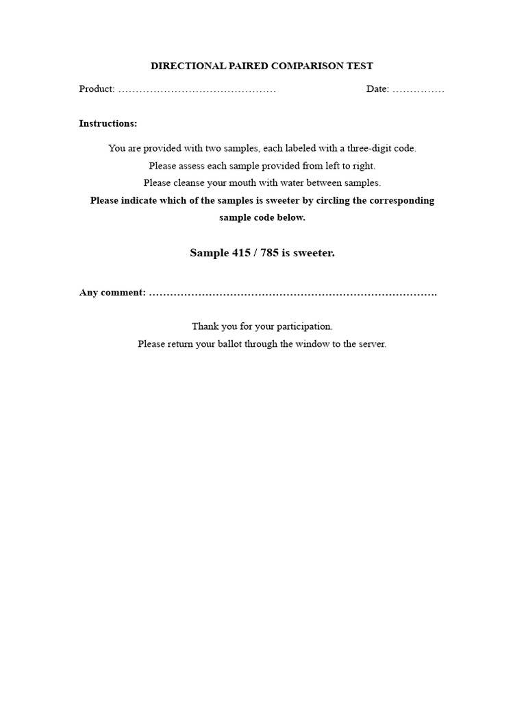 Directional Paired Comparison Test[1] | PDF