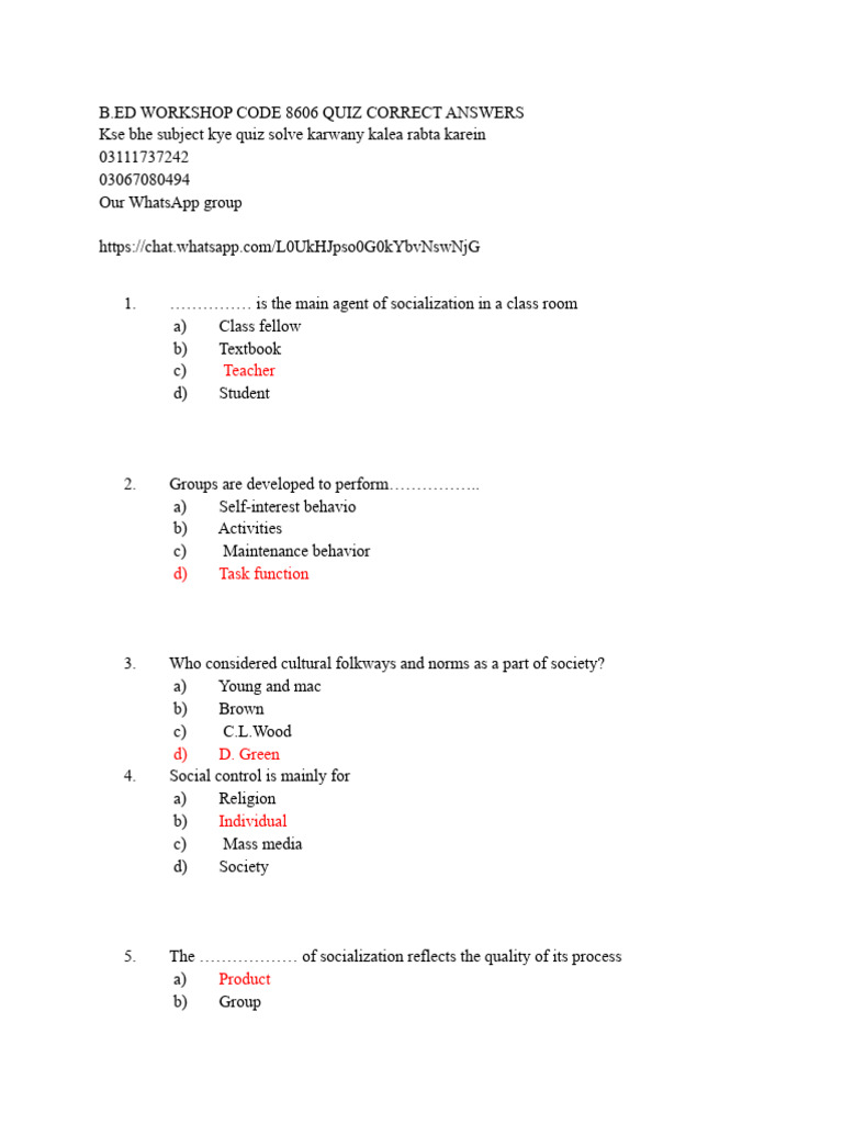 8606 Solved Quiz by Umair Aslam | PDF | Socialization | Society