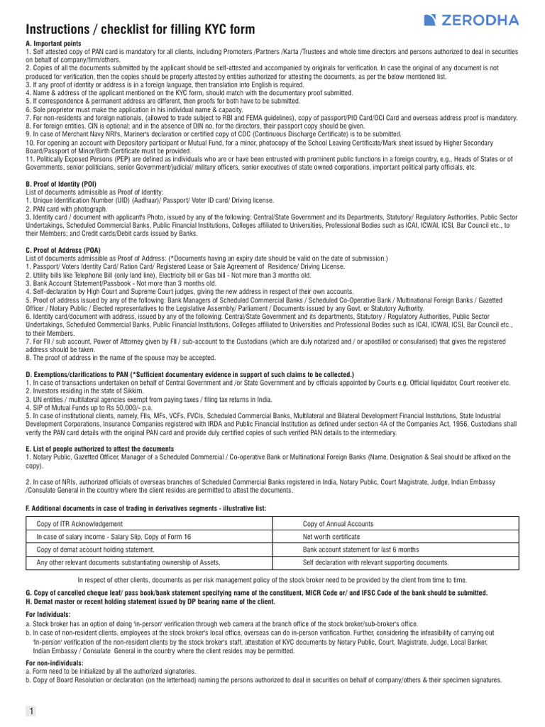 KYC Form Filling Checklist | PDF | Identity Document | Banks