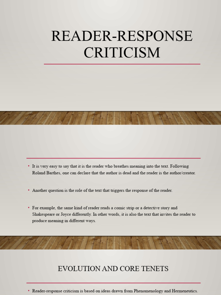 Reader-Response Criticism Guide | PDF | Phenomenology (Philosophy ...