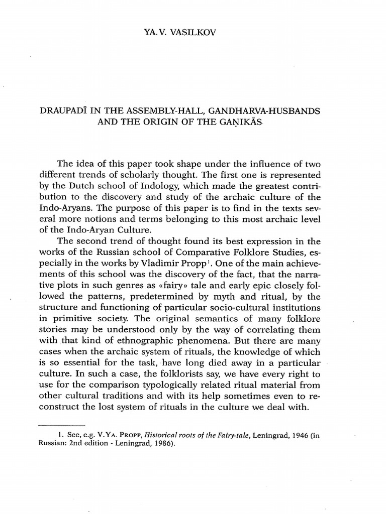 Draupadi in The Assembly-Hall, Gandharva-Husbands and The Origin of The ...