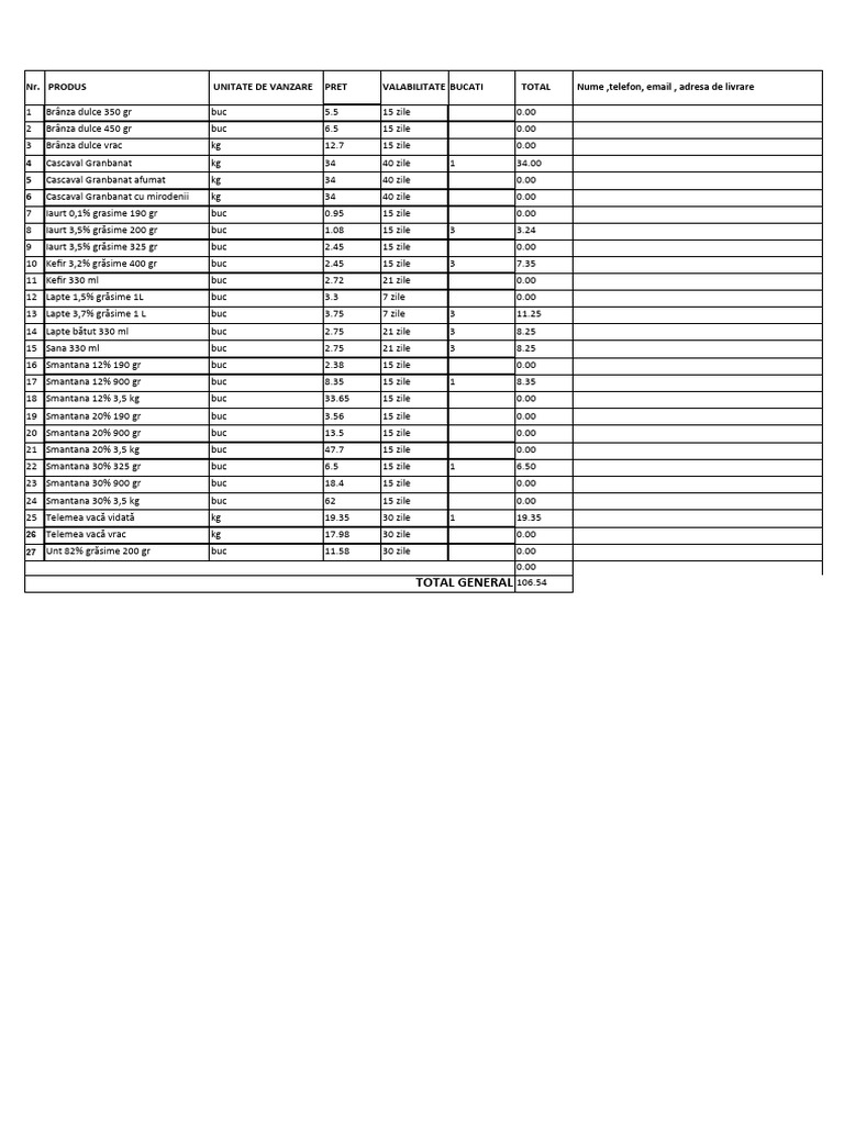 Model Comanda Client (23174) | PDF