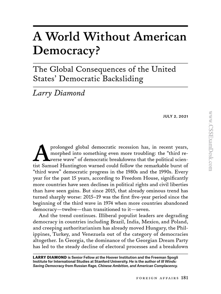 A World Without American Democracy | PDF | Democracy | Political Ideologies