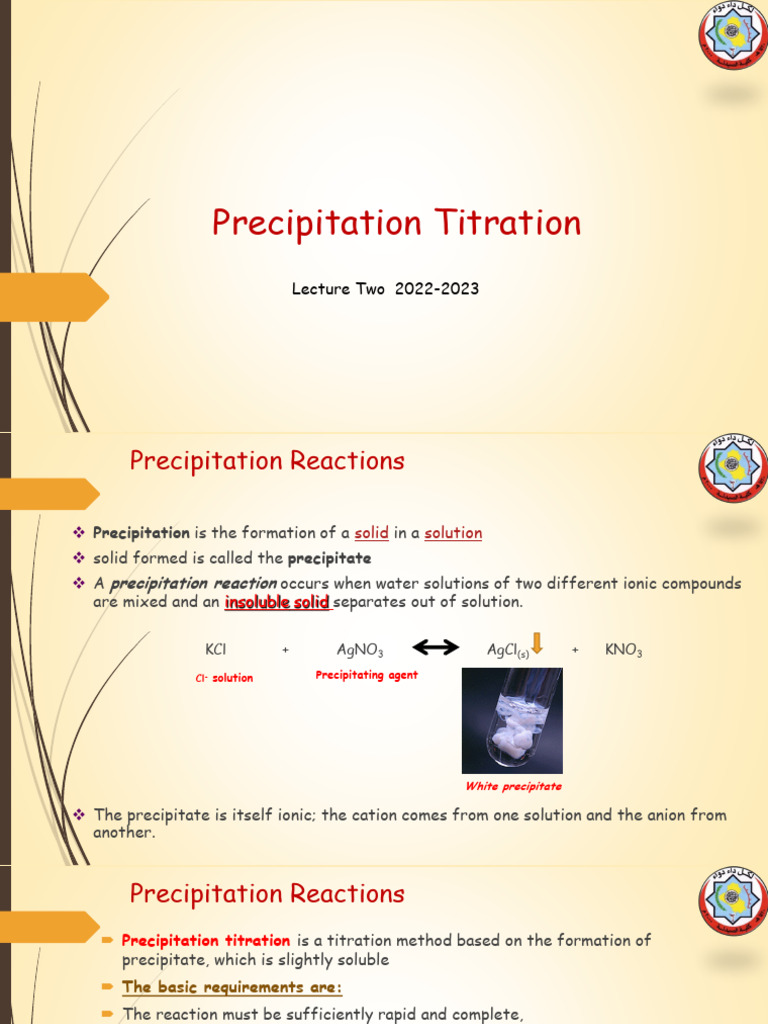 Precipitation Titration | Download Free PDF | Precipitation (Chemistry ...