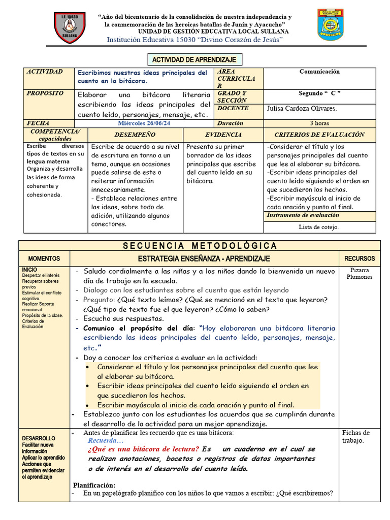 2C Julisa Escribir Nuestra Bitácota de Lectura | PDF | Evaluación | Blog