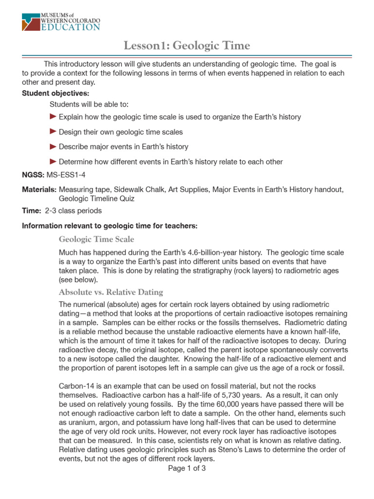 Lesson 1 Geologic Time All Files | PDF | Radioactive Decay | Geologic ...
