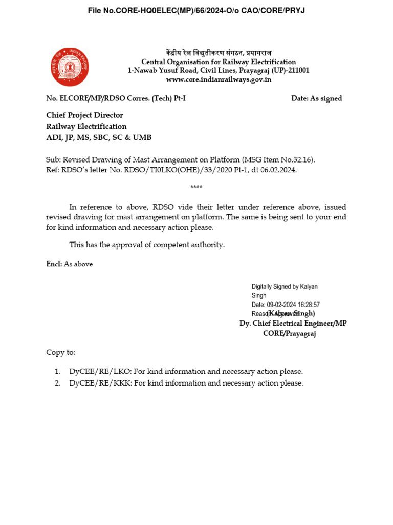 Letter For Platform Mast | PDF | Rail Transport | Railway Companies