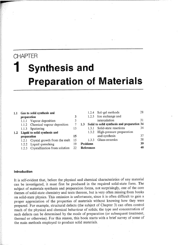 Synthesis and Preparation of Materials | PDF