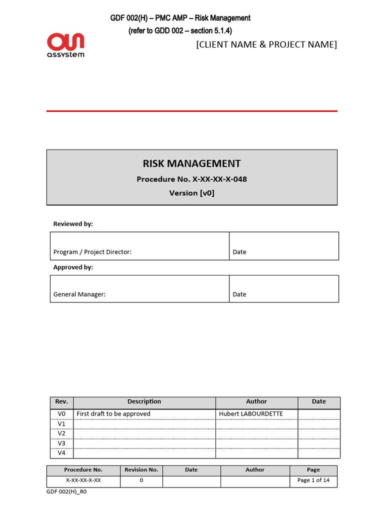 GDF 002 (H) - PMC AMP - Risk Management | PDF | Risk | Risk Management