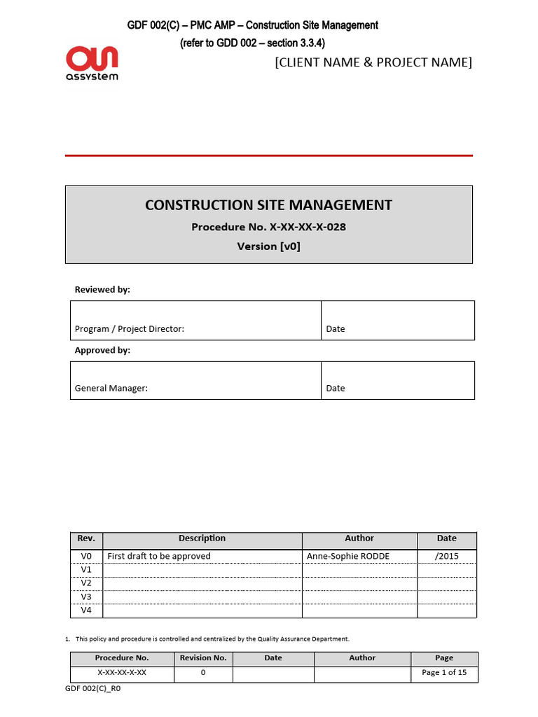 GDF 002 (C) - PMC AMP - Construction Site Management | PDF | Waste | Safety