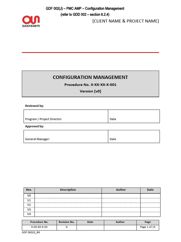 GDF 002 (J) - PMC AMP - Configuration Management | PDF | Risk | Regulatory Compliance